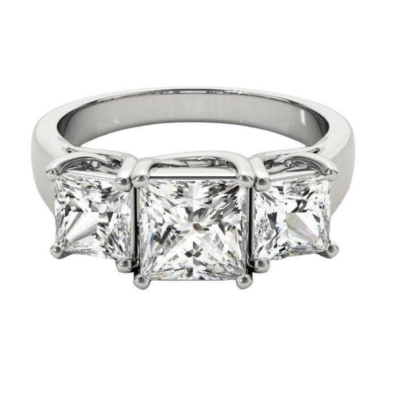 Iiathena Princess Cut Three Stone Moissanite Engagement Ring